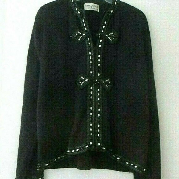 BONNIE BOERER | Sweaters | Bonnie Boerer Retro 5s Black Zip Cardigan ...